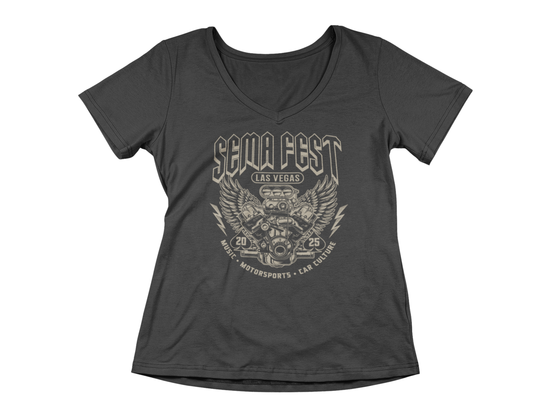 SEMA FEST 2025 Ladies Vneck - Black – SEMAGEAR